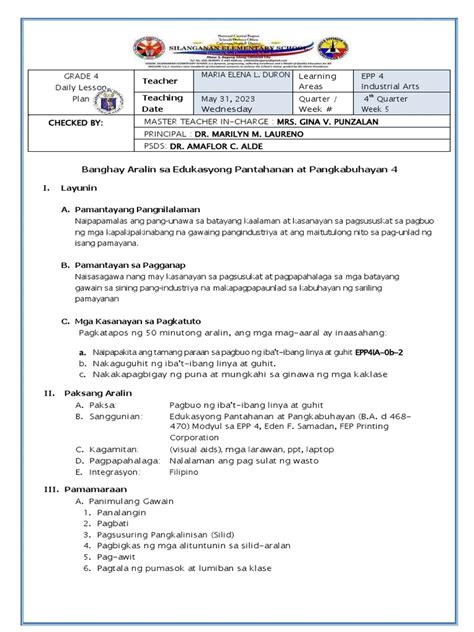 Dlp Demo Grade 4 Epp May 24 Pdf