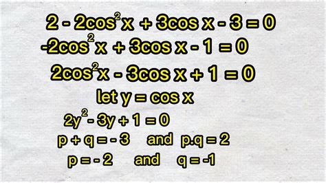 How To Solve Trigonometric Equation Using Different Trigonometry Identity Andquadratic
