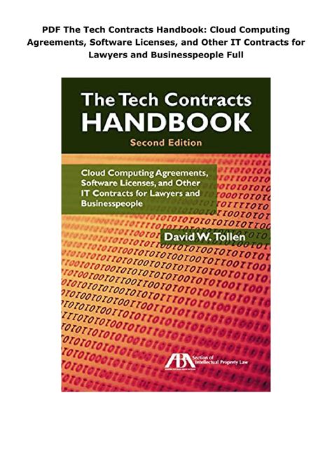 Pdf The Tech Contracts Handbook Cloud Computing Agreements Software Licenses And Other It