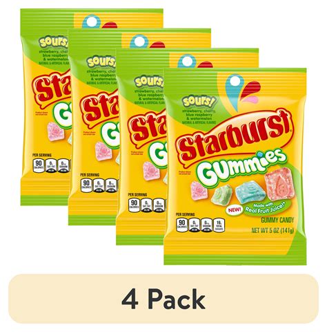 4 Pack Starburst Gummies Sours Gummy Candy 5 Oz Bag