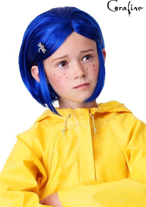 Fun Costumes Coraline Costume Wig For Girls With Hair Clip Short Bob