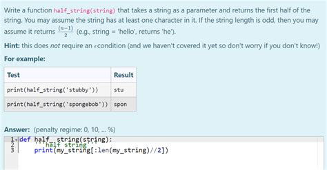 Solved Write A Function Halfstringstring That Takes A