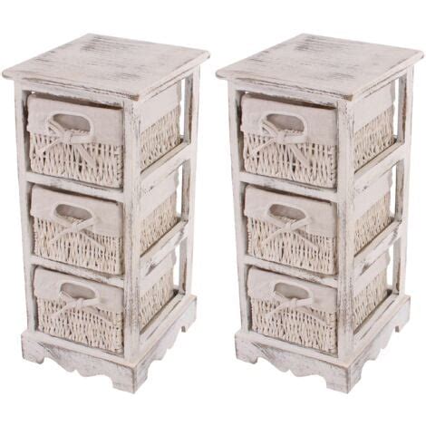 Non Utilizzato Set 2x Scaffali Cassettiere 3 Ceste Shabby Vintage