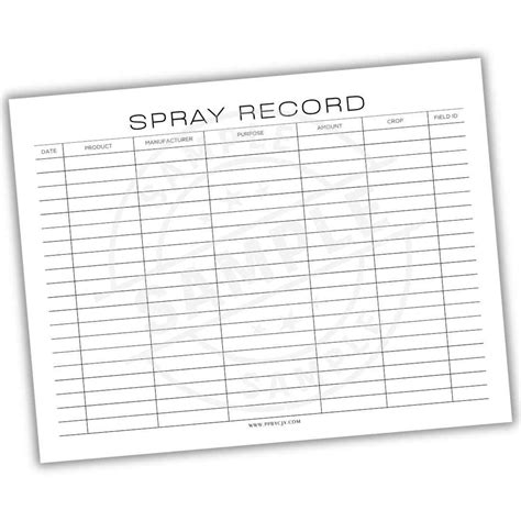 Spray Record Printable Plant Care Tracker Digital Download