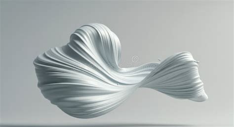 Smooth Flowing Abstract White Fabric Sculpture On Gray Background Stock Illustration