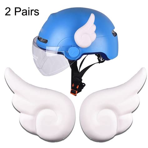 2 Pairs Motorcycle Helmet Angel Wings Decoration White