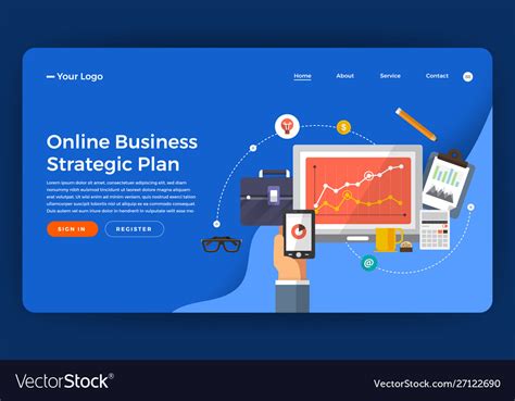 Mock Up Design Website Flat Concept Royalty Free Vector