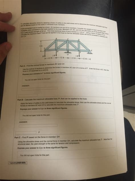 Solved Find The Normal Forces In Member Bc And Ch Use The
