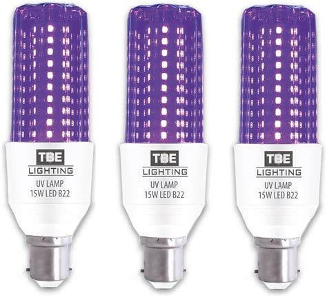 Tbe Lighting Uv Led Bulb W Ultra Violet Black Light Bulbs Pack B Standard Bayonet