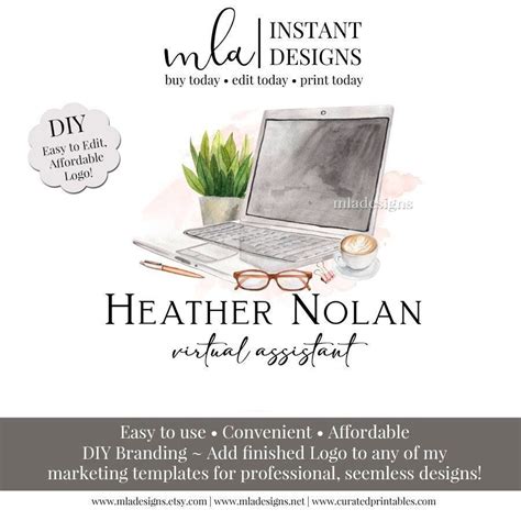 Virtual Assistant Logo Diy Copywriter Logo Va Logo Writing Assistant