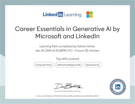 Completed Generative Ai Course By Microsoft And Linkedin Ashwin Ashok Posted On The Topic