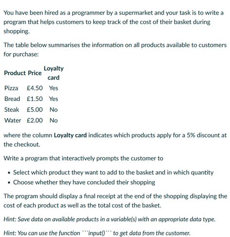 Solved You Have Been Hired As A Programmer By A Supermarket