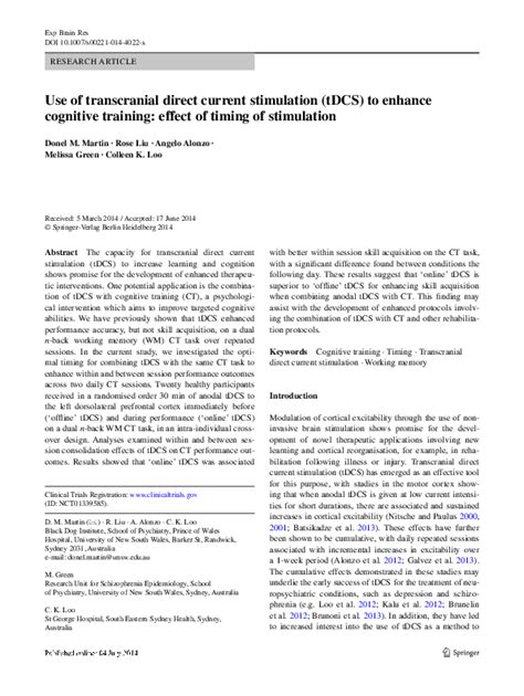 Pdf Tdcs Timing Effects On Cognitive Training Performance