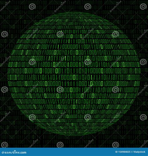 Vector Illustration Of Globe With Binary Code Technology Ball Stock
