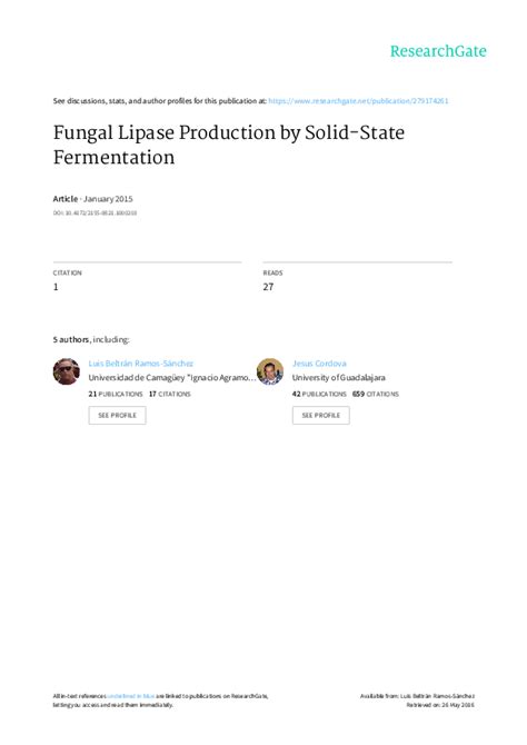 Fungal Lipase Production By Solid State Fermentation