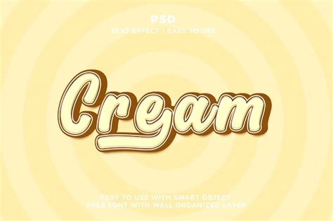 크림 3d 편집 가능한 포토 텍스트 효과 스타일 Psd와 배경 프리미엄 Psd 파일