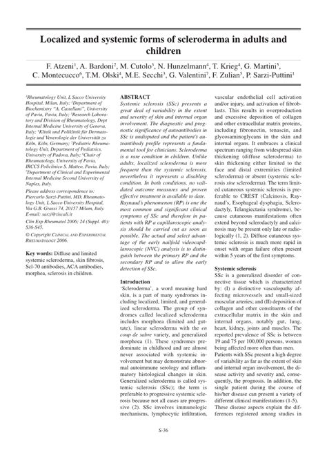 Pdf Localized And Systemic Forms Of Scleroderma In Adults