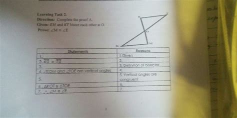 Solved Learning Task 2 Direction Complete The Proof A Givem Em And
