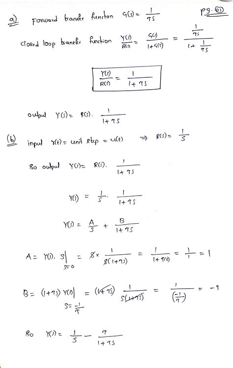 [solved] first order closed loop system r s e s y s ts a derive