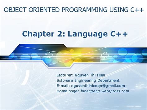 Object Oriented Programming Using C Chapter 2 Language