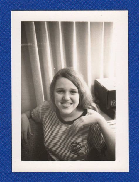 Pretty Teen Girl Smiles Tongue 1970s Original Vintage Photo Snapshot