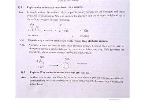 Solution Comparison Of Basic Nature Of Amines Amides Aromatic Amines
