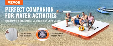 Vevor Inflatable Floating Dock 10 X 10ft Inflatable Dock Platform Non Slip Water Floating Dock