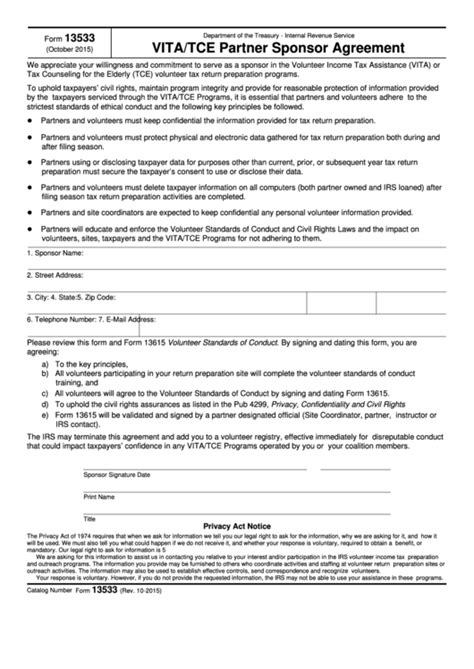 Form 13533 Vitatce Partner Sponsor Agreement Printable Pdf Download
