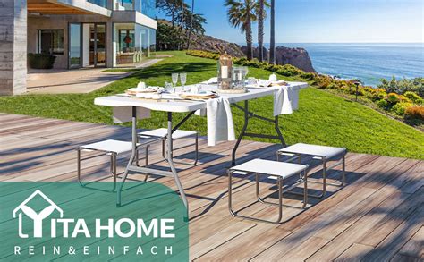 Yitahome Klapptisch Mit Tragegriff Gartentisch Wetterfest Klappbarer Campingtisch Biertisch