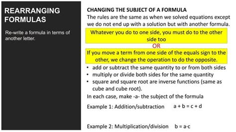 Mathematical Skills Ii Rearranging Equations Pptx