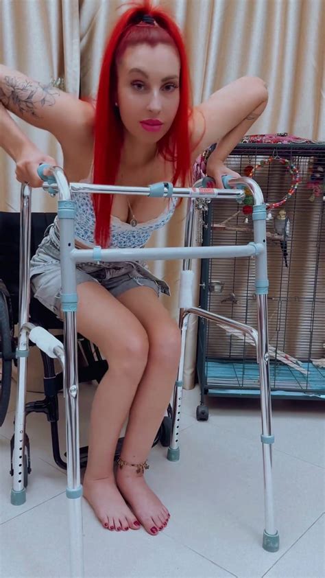 Beautiful Redhead Paraplegic Stands Up