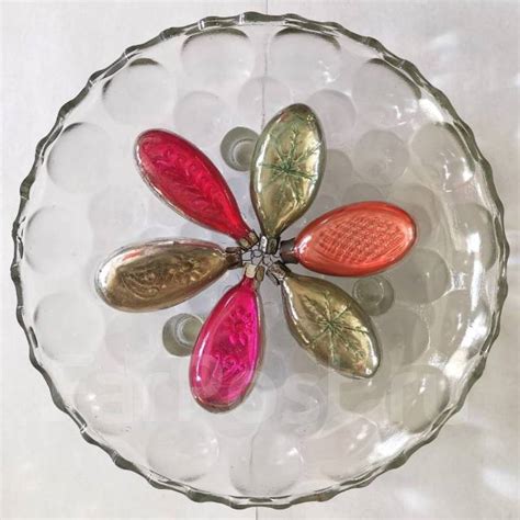 Ёлочные игрушки СССР Капельки 6шт Цветы украшения праздничное оформление во Владивостоке