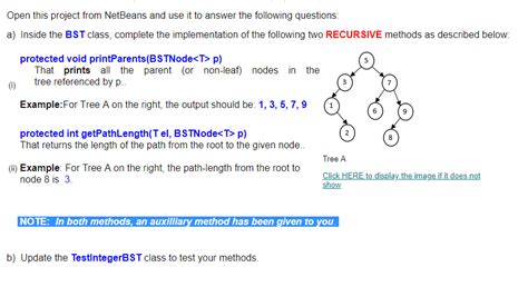 Solved Inside The Bst Class Complete The Implementation Of