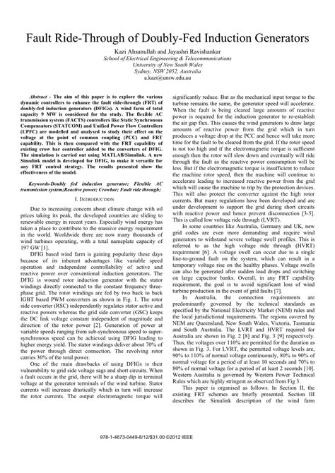 Pdf Fault Ride Through Of Doubly Fed Induction Generators