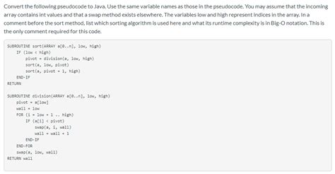 Solved Convert The Following Pseudocode To Java Use The