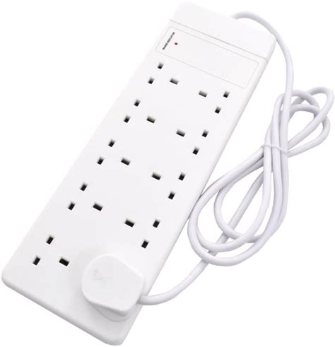 Way Extension Lead Ten Gang Multi Plug Socket Black White Power Cable M White Amazon Co