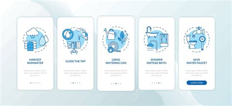 Mobile App Onboarding Screen With Watersaving Concepts Layout Reduction Digital Vector Layout