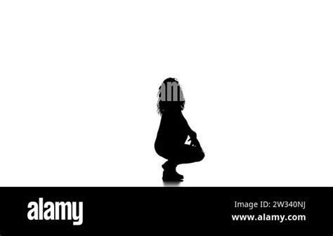 Black Silhouette On A White Background Young Beautiful Woman
