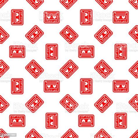 카세트와 하트가 있는 매끄러운 패턴 발렌타인 데이를 위한 디자인 낙서 드로잉에 대한 스톡 벡터 아트 및 기타 이미지 낙서