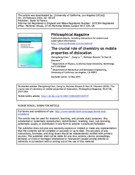 Pdf The Crucial Role Of Chemistry On Mobile Properties Of Dislocation