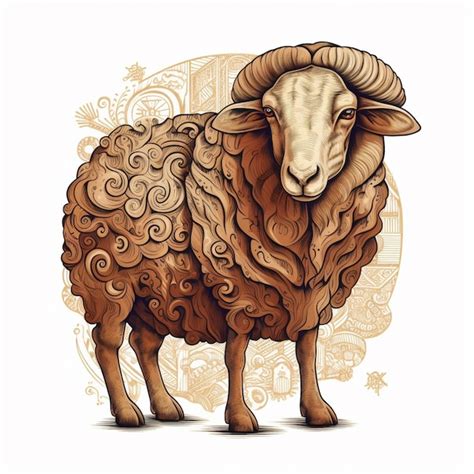 Premium AI Image A Drawing Of A Sheep With A Large Horns
