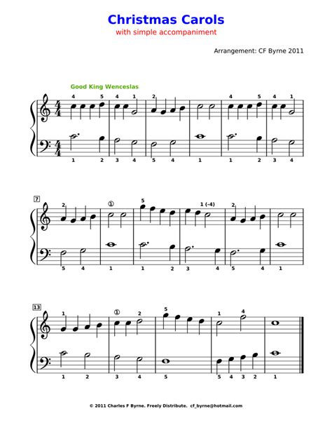 Christmas Carols Easy Lh Sheet Music For Piano Download Free In Pdf