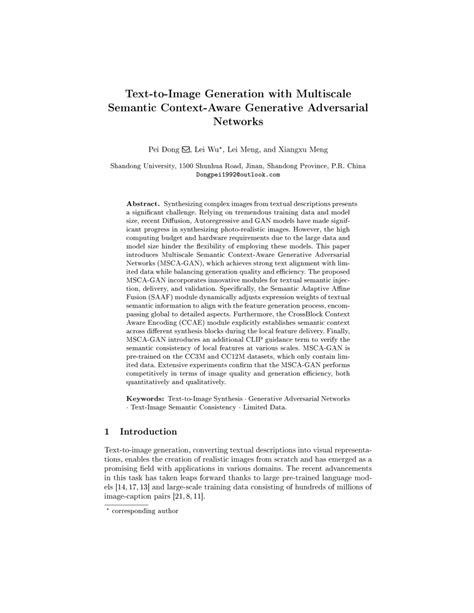 Pdf Text To Image Generation With Multiscale Semantic Context Aware Generative Adversarial