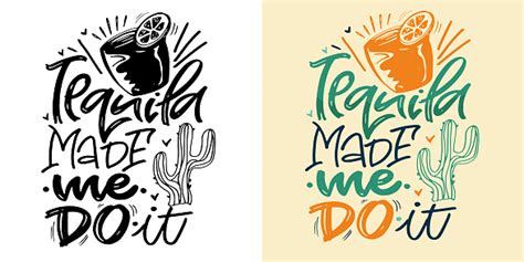 칵테일 데킬라 마가리타 라임에 대한 손으로 그린 낙서 글자 인용문 티셔츠 디자인 머그잔 프린트 엽서 데킬라 독한 술에 대한 스톡 벡터 아트 및 기타 이미지 Istock