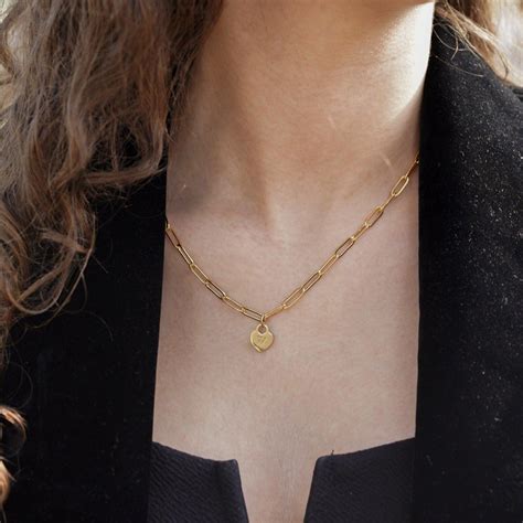 Chunky Heart Initial Necklace 18k Gold Plated