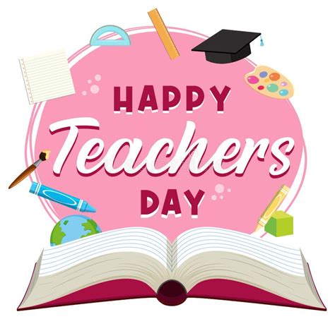 Happy Teacher`s Day Banner With School Objects Stock Vector