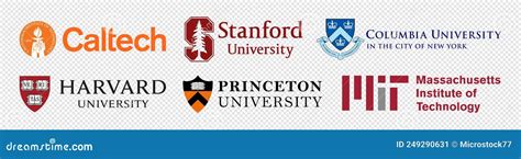 Famous American Universities Logo Harvard Princeton Mit Caltech Stanford Columbia Vector