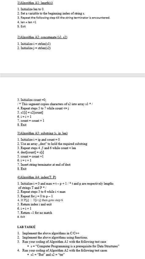 Solved 1algorithm Al Lengths 1 Initialize Len To 0 2