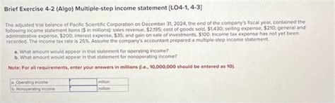 Solved Brief Exercise Algo Multiple Step Income Chegg