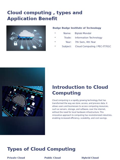 Cloud Computing Types And Application Benefit Pdf Cloud Computing